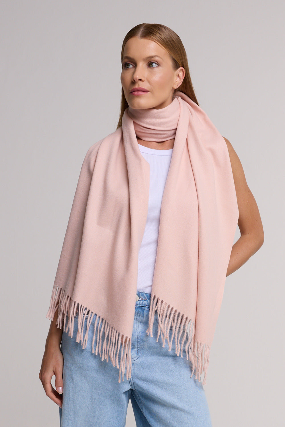 Pashmina rosé em toque de lã
